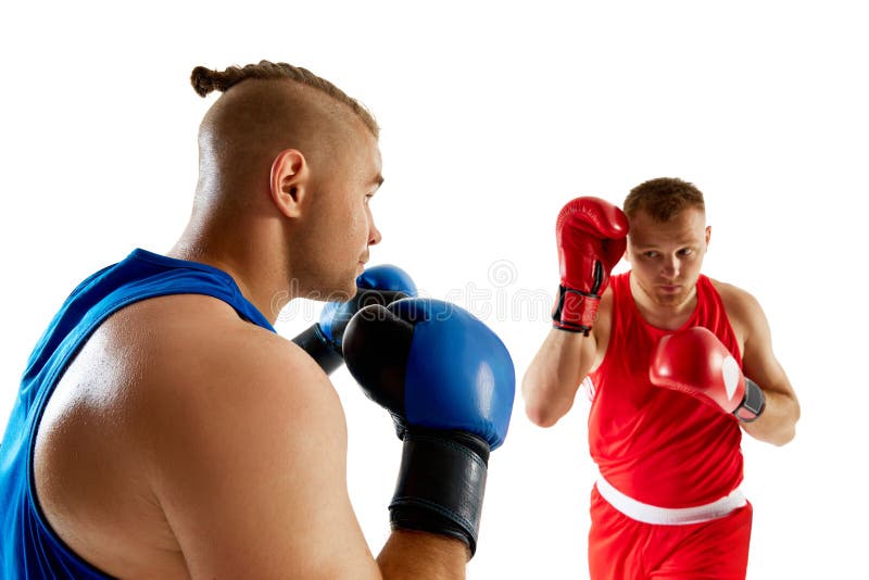 Two Combat Athletes Engaged in Sparring Session, Red Competitor Against ...