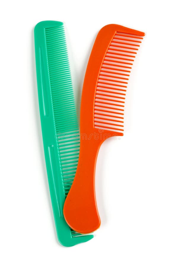 Two Red Combs for Hair on White Stock Photo - Image of included, help ...
