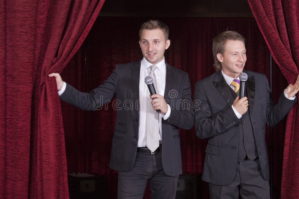 Two Comedian Actors on Stage Stock Image - Image of showman ...