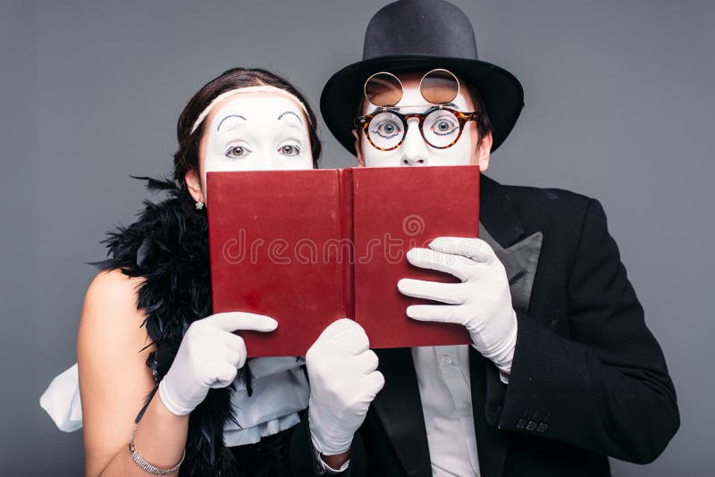 Two Comedy Performers Posing with Book Stock Photo - Image of face ...
