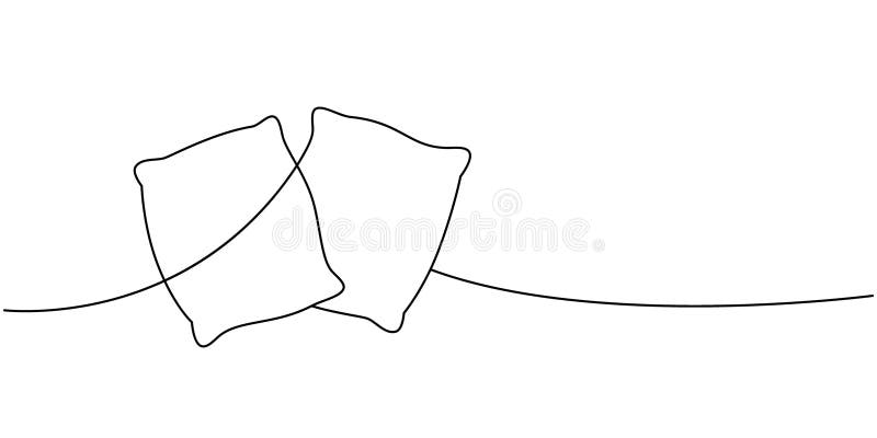 Two Comfortable Fluffy Pillows One Line Continuous Drawing. Plump ...