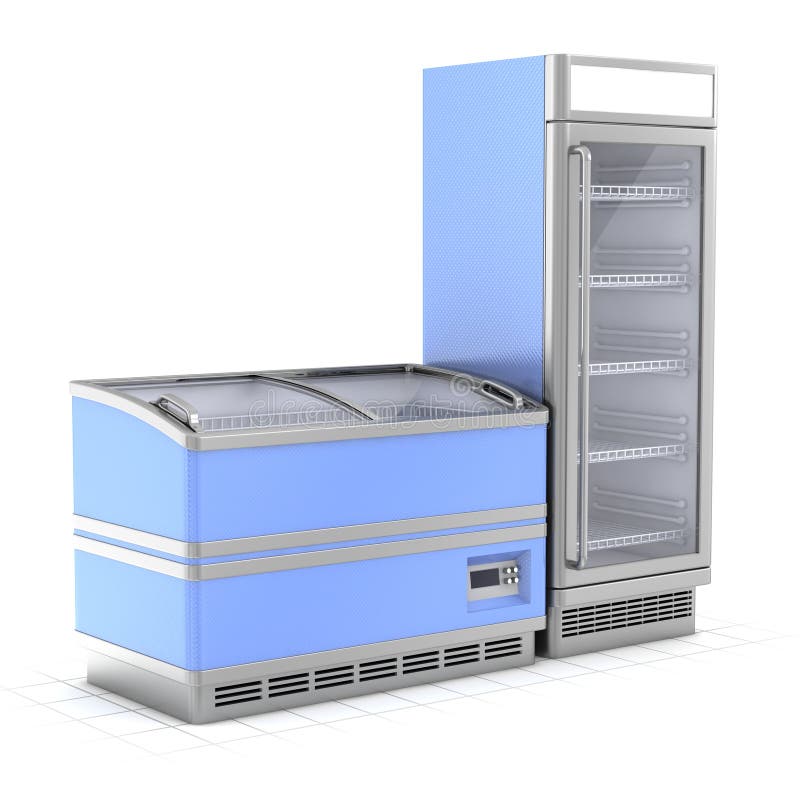 Two Commercial Refrigerator Stock Illustration - Illustration of ...