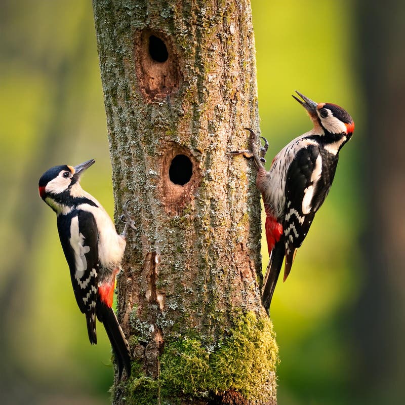 Two Common Woodpeckers, AI Generated Stock Illustration - Illustration ...