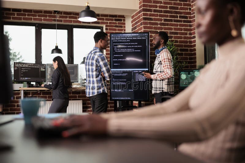 Two Of Company Programming Engineers Analyzing Html Code Stock Image Image Of Coding Checking