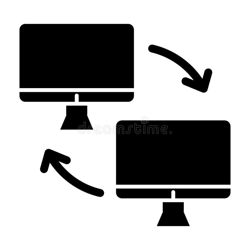Two Computer with Arrows Solid Icon. Computer Exchange Vector ...
