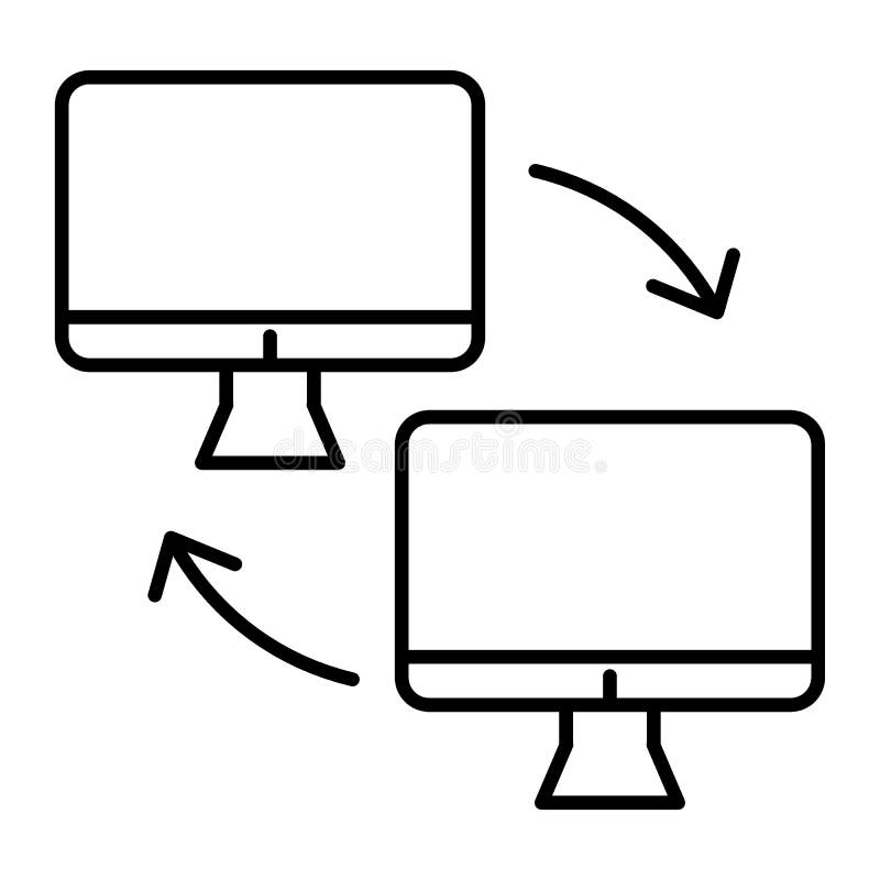Two Computer with Arrows Line and Glyph Icon. Computer Exchange Vector ...