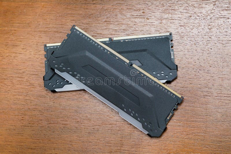 Two Computer Memory DDR4 with LED on the Table Stock Image - Image of ...