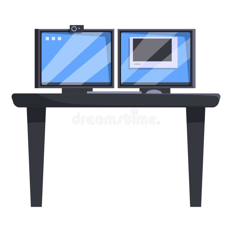Two Computer Monitors Standing on Desk Showing Streaming Platform Stock ...
