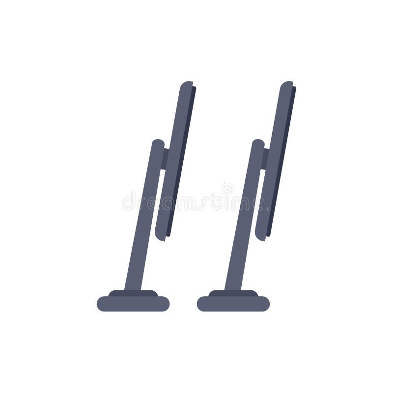 Two Computer Monitors Standing Side by Side on White Background Stock ...