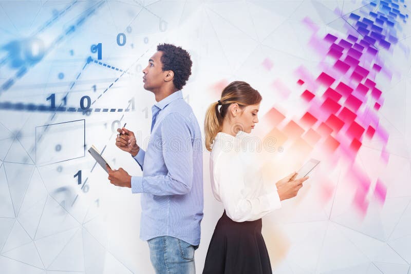 Two Computer Science Students, Binary Interface Stock Image - Image of ...