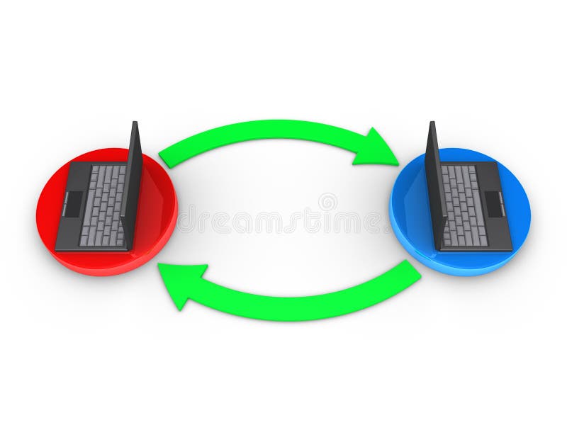 Two People with Computers Interact with Each Other Stock Illustration ...