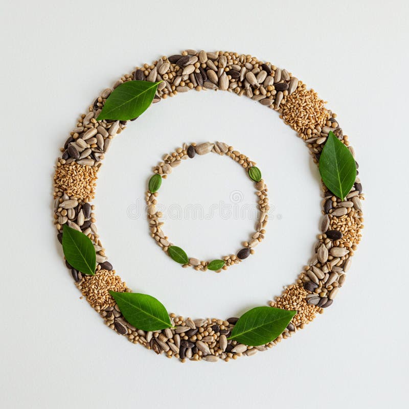 Two Concentric Circles Made of Mixed Seeds and Grains, Including ...