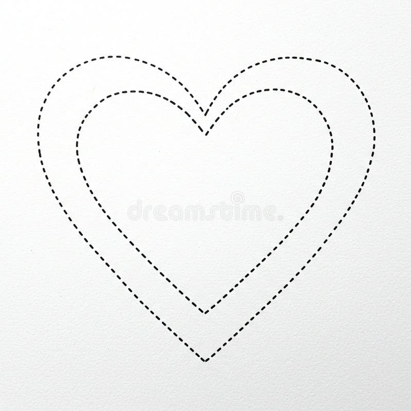 Two Concentric Heart Shapes are Outlined with Dashed Black Lines on a ...
