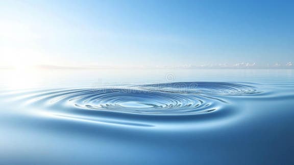 Two Concentric Ripples on a Calm Blue Sea Stock Illustration ...