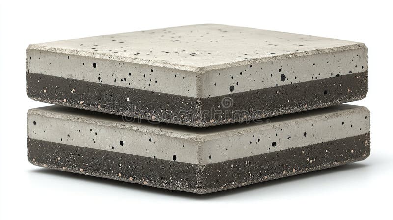 Two Concrete Blocks, Studio Shot, White Background, Construction ...