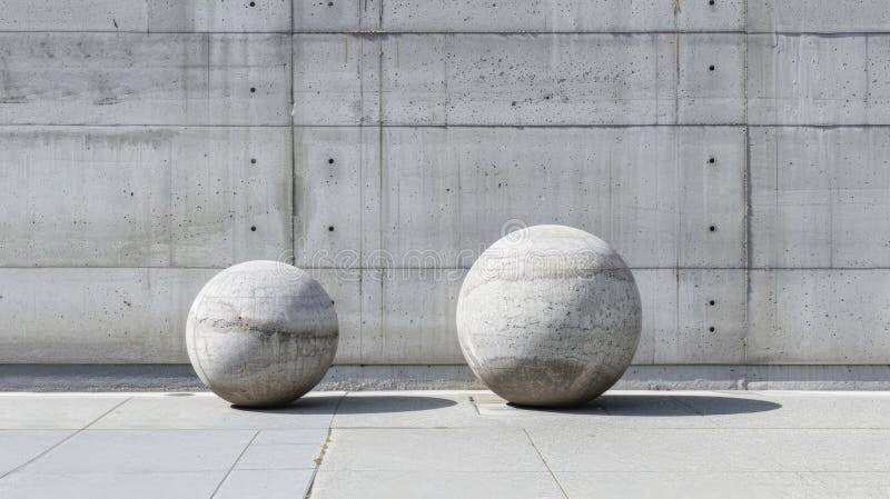 Two Concrete Spheres on the Pavement Stock Image - Image of curb ...
