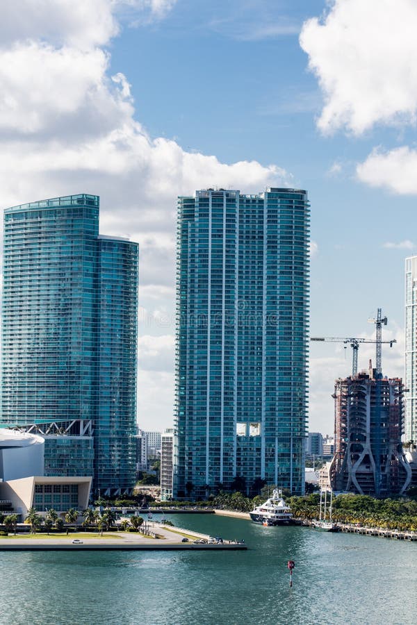 Two Condo Towers with Another Under Construction Stock Image - Image of ...