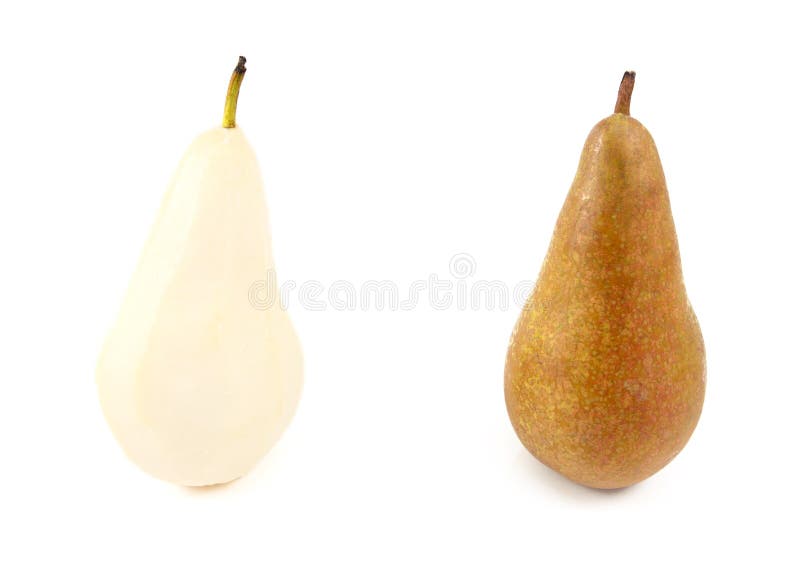 Two Conference Pears - Peeled and with Skin Stock Photo - Image of ...