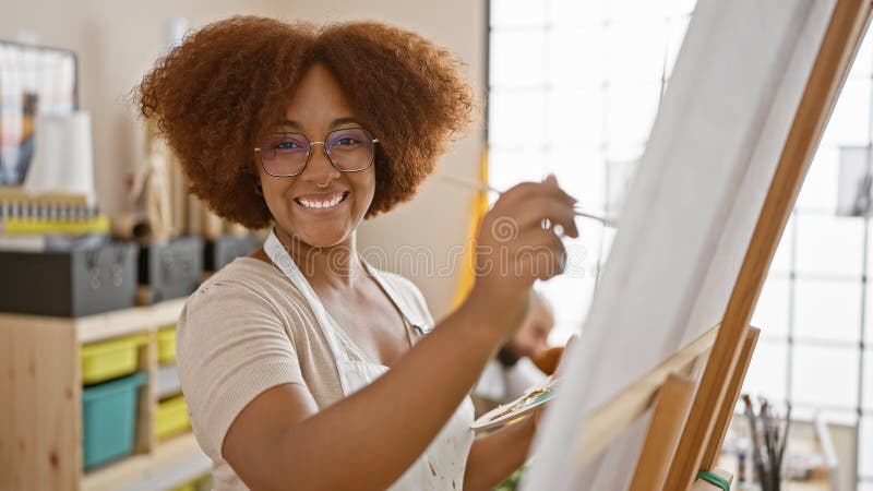 Two Confident Artists, Smiling As they Enjoy Drawing Together at the ...