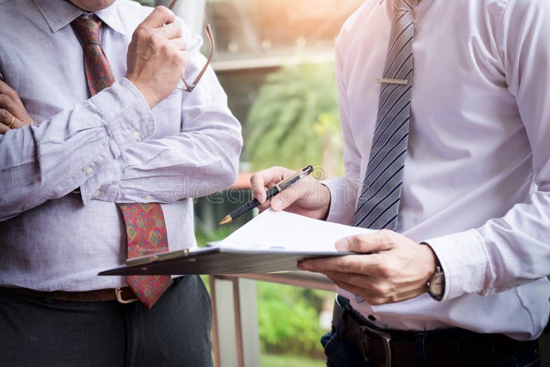 Two Confident Business Partners Discussing Workflow Plan Talking Stock ...