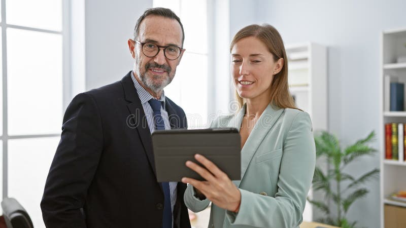 Two Confident Business Workers Standing Together, Enjoying Their Work ...