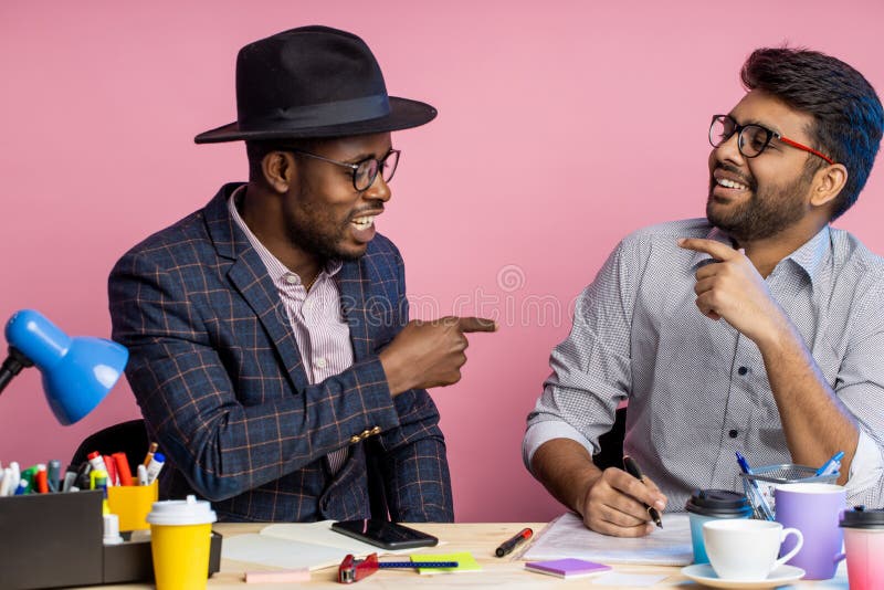 Two Businessmen Speaking and Working at the Office Stock Photo - Image ...