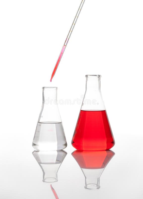 Two Conical Classic Laboratory Flasks Stock Image - Image of experiment ...