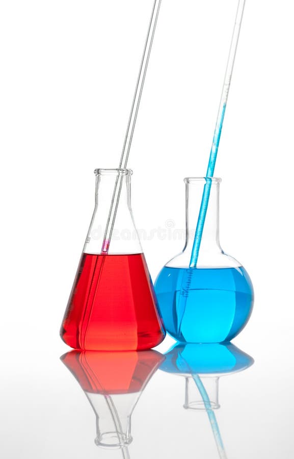 Two Conical Laboratory Flasks Stock Image - Image of shot, chemically ...