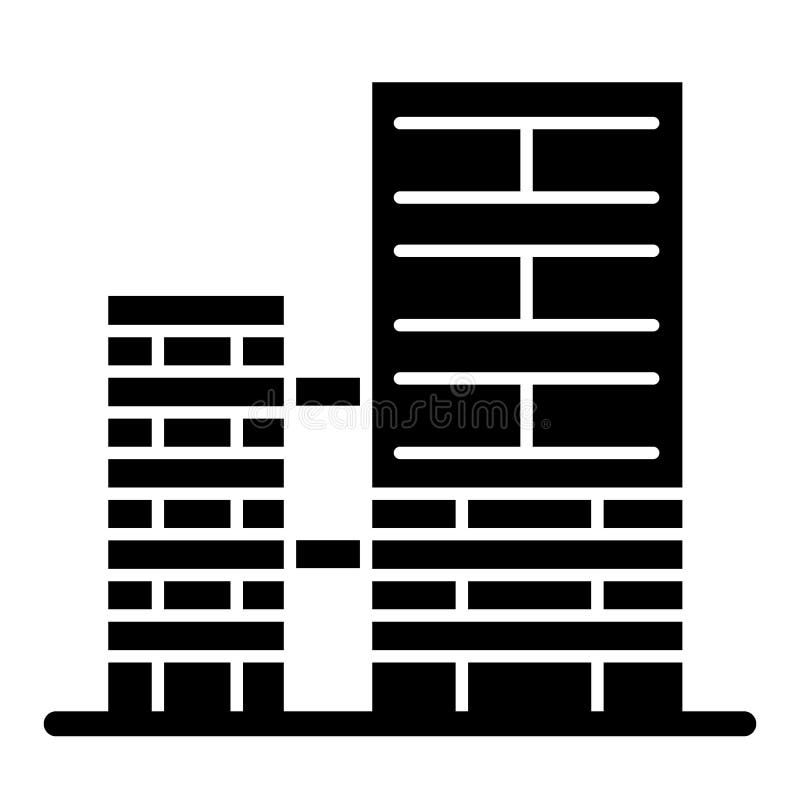 Two Connected Buildings Line Icon. Two High-rise Vector Illustration ...