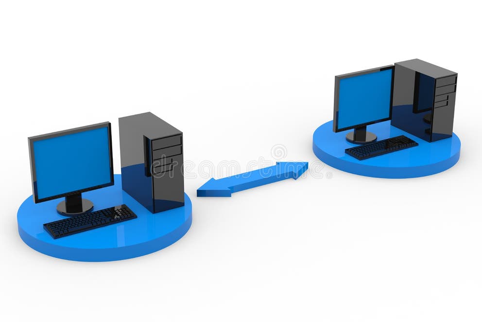 Two connected computers. stock illustration. Illustration of service ...