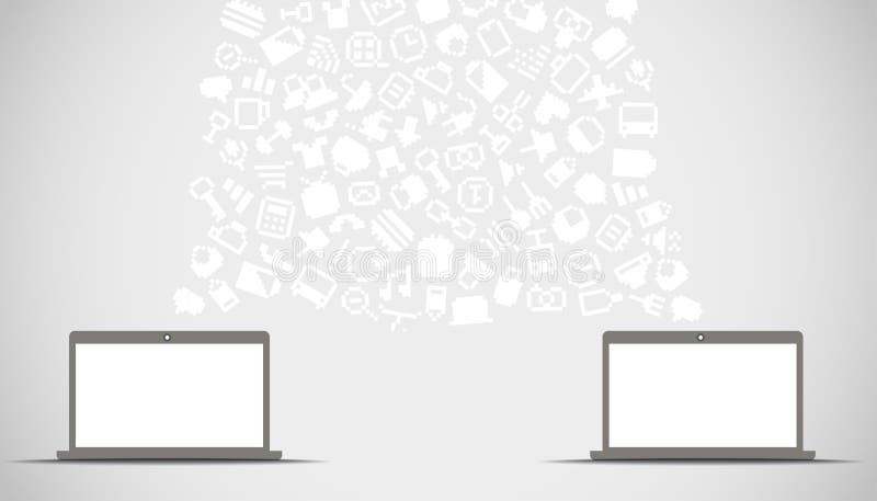 Two connected computers stock vector. Illustration of connection - 26754098 Two connected computers stock vector. Illustration of connection - 26754098
