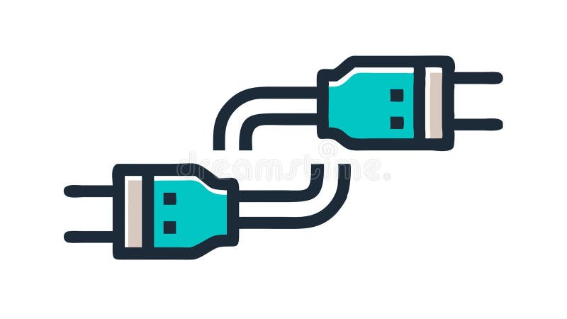 Two Connected Data Cables Representing a Link or Join, Vector Design ...