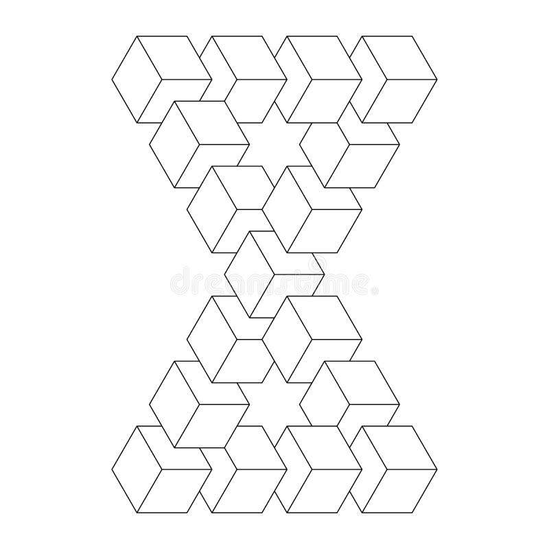 Two Connected Impossible Triangles. 3D Cubes Arranged As Geometric ...