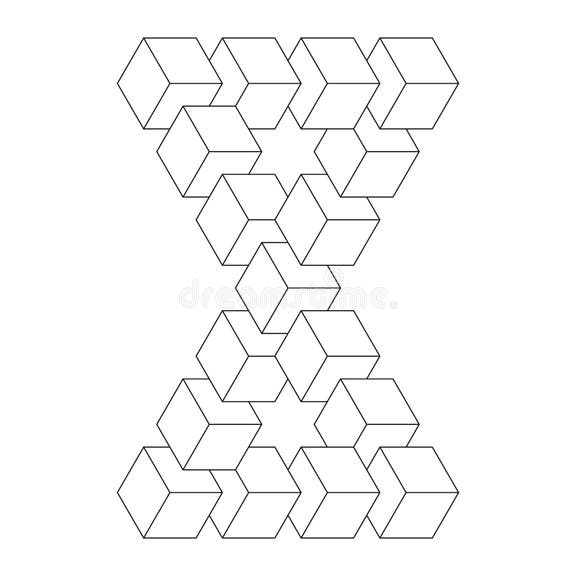 Two Connected Impossible Triangles. 3D Cubes Arranged As Geometric ...