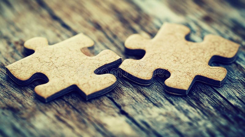 Two Connected Jigsaw Puzzle Pieces Wood Stock Photos - Free & Royalty ...