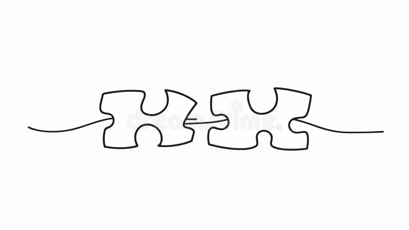 Two Connected Puzzle Pieces of One Continuous Line Stock Vector ...