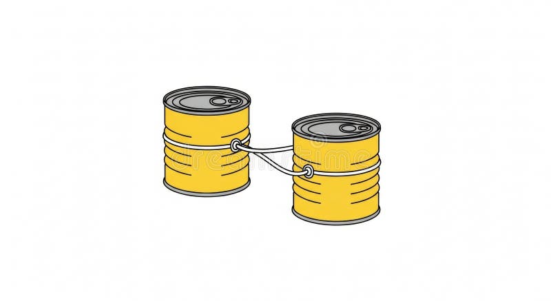 Two Connected Tin Cans Representing a Simple Communication System Stock ...