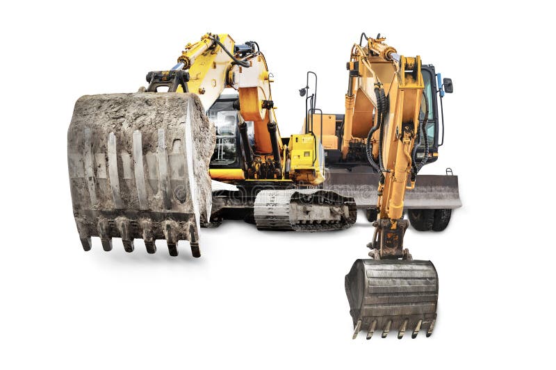 Two Construction Excavators Side by Side Stock Photo - Image of duty ...