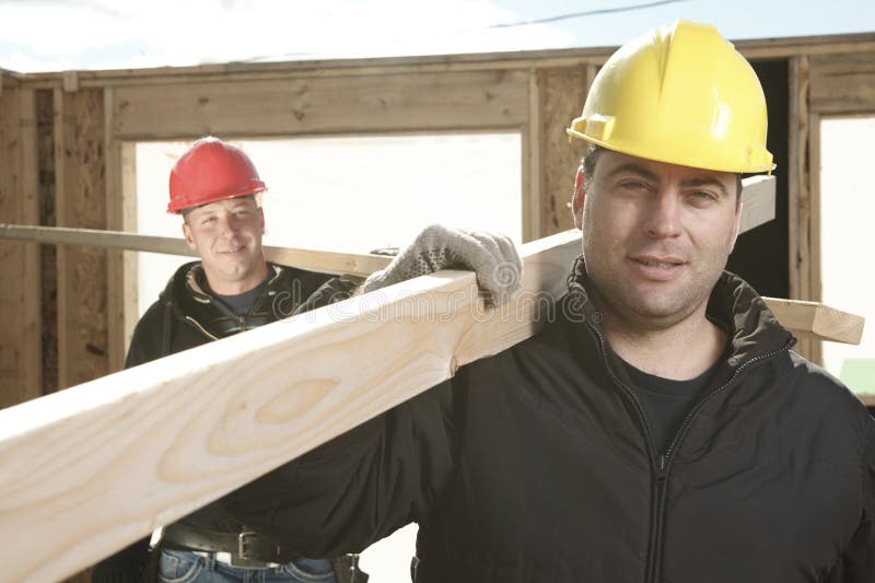 Two Construction Men Working Outside Stock Image - Image of worker ...
