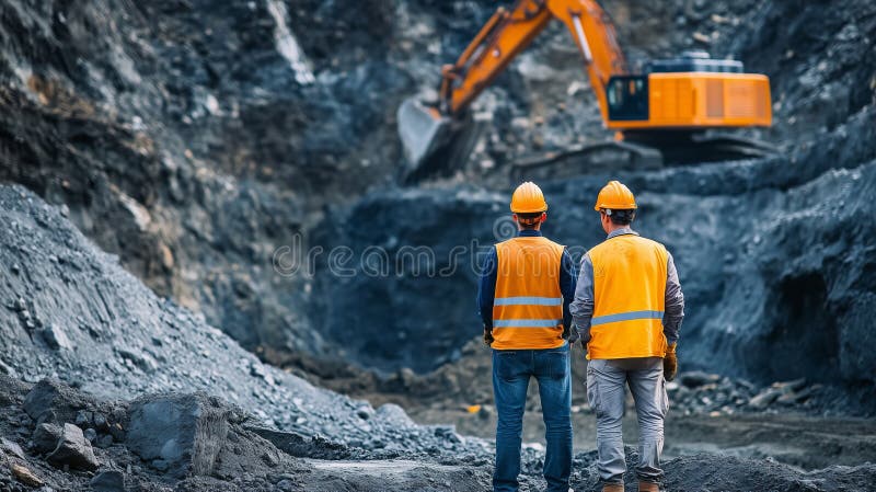 Two Construction Workers Inspecting an Underground Tunnel Stock Photo ...