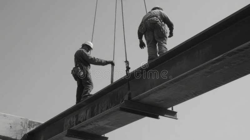 Two Construction Workers on a Steel Beam Stock Illustration ...