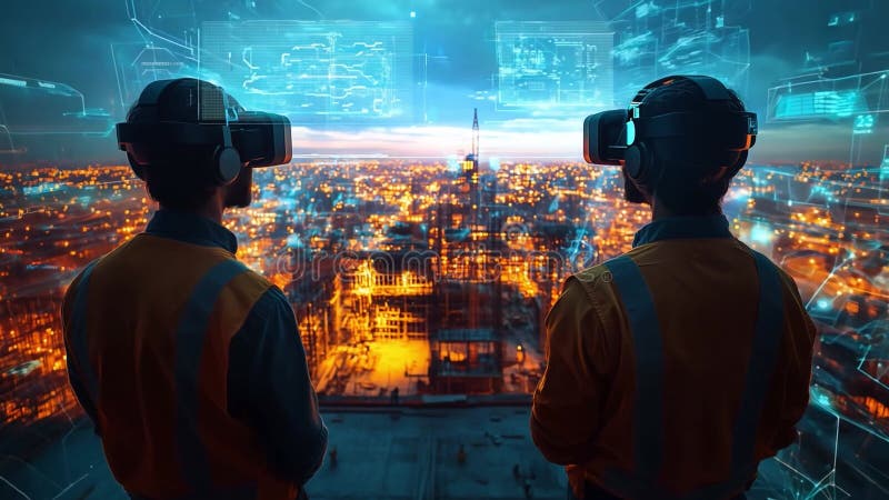 Two Construction Workers Use Virtual Reality Technology To Visualize ...