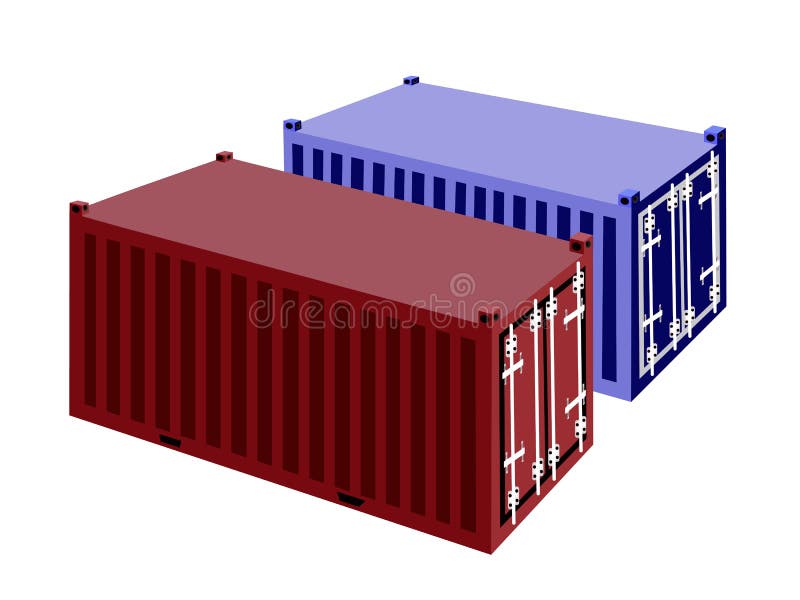 Two Container Cargo Container on White Background Stock Vector ...