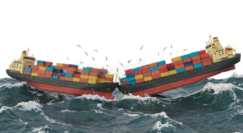 Container Ship Collision stock illustration. Illustration of vehicle ...
