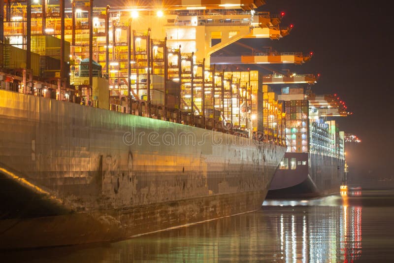 Two Container Ships in a Row Stock Image - Image of goods, downswing ...