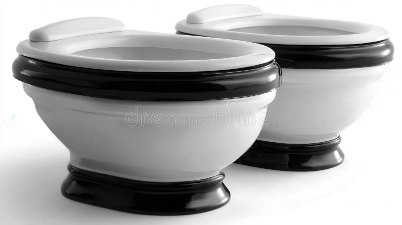 Unique Design of Two Modern Toilets Displayed Together in a Bathroom ...