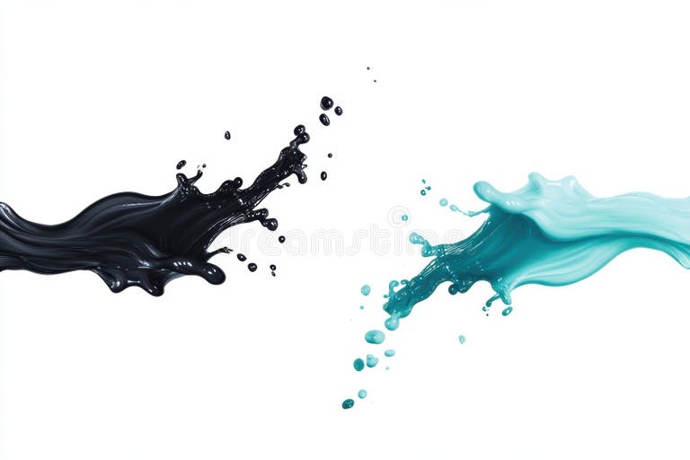Two Contrasting Colors of Water Collide and Splash Together Dynamically ...
