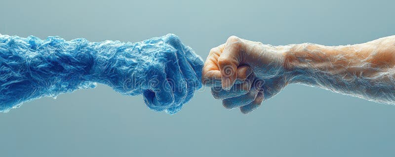Two Contrasting Hands Joining in Unity Representing Interaction and ...
