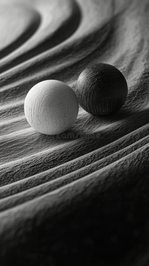 Two Contrasting Spheres on Textured Waves Showcasing Harmony in ...