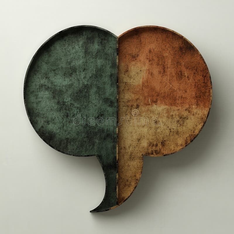 Two Contrasting Textured Speech Bubbles Merging, Symbolizing Dialogue ...